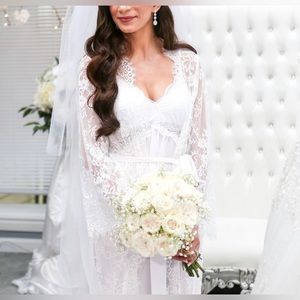 Bella Collins | Intimates & Sleepwear | Long Lace Wedding Robe | Poshmark